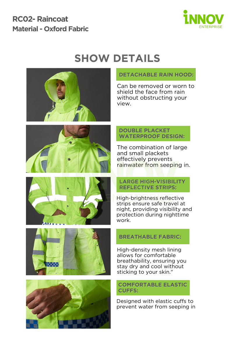RC02 Hi Vis Safety Raincoat | Customised PPE