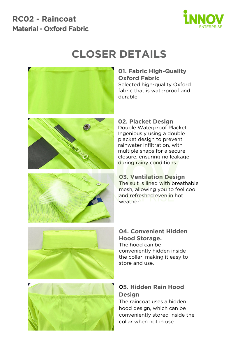RC02 Hi Vis Safety Raincoat | Customised PPE